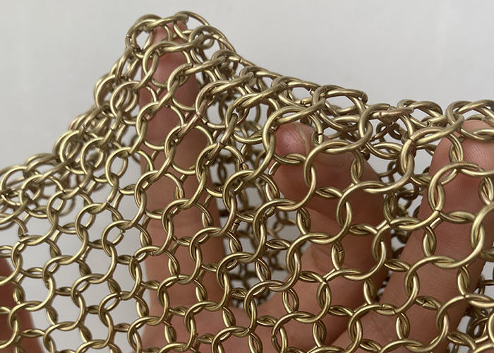 Gold Color Metal Stainless Steel Ring Mesh Fabric Chainmail Curtain 304ss