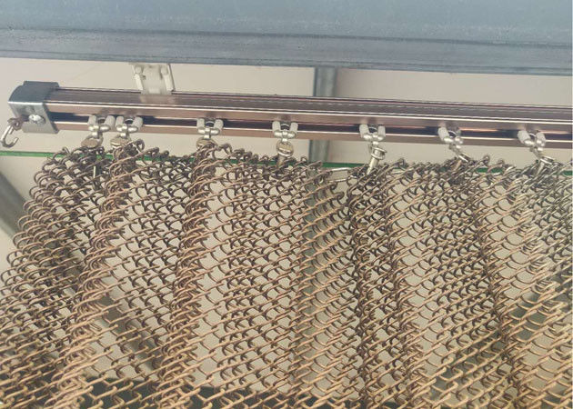 Copper Colored Stainless Steel Wire Mesh Flat Silk Spiral Decoration Net