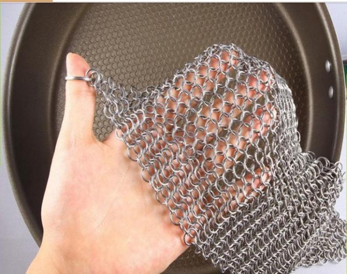 Round Stainless Steel Ring Mesh / Chainmail Scrubber For Cleaning ...