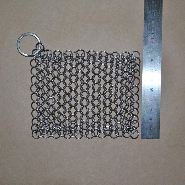 Rectangular Chainmail Cast Iron Pan Scrubber Stainless Steel Wire Scrubber