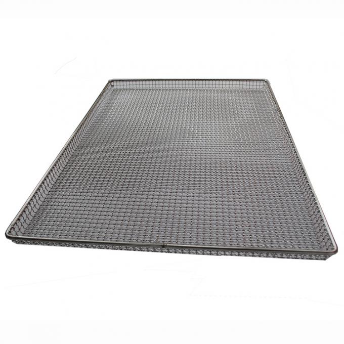 Rectangle 304 316 Stainless Steel Wire Mesh Tray Food Grade For BBQ
