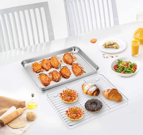 60*40*2.5cm Stainless Steel 304 Wire Mesh Baking Tray With Rack