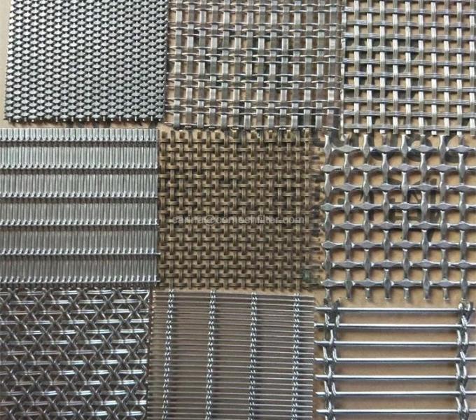 Pre Crimped Stainless Steel Copper Plating Woven Wire Mesh For Hallway Wall