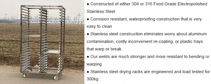 4 Inch Wheels Stainless Steel Rack Trolley 300 Kg For Drying Room